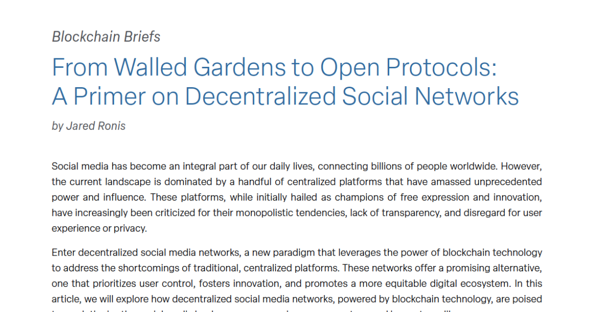 From Walled Gardens to Open Protocols: A Primer on Decentralized Social Networks | Wilson Center